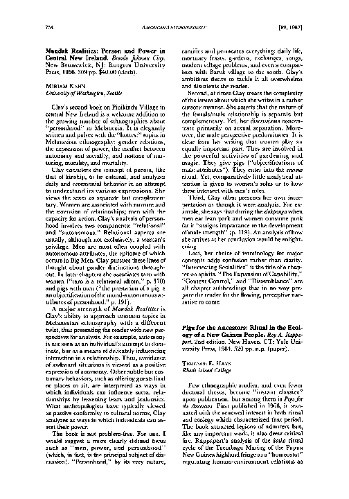 (PDF) Pigs for the Ancestors: Ritual in the Ecology of a New Guinea ...