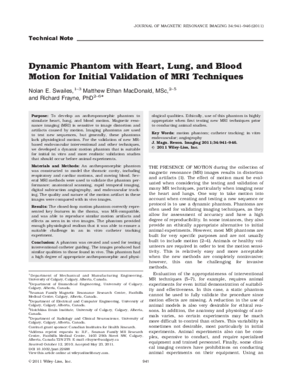 (PDF) Dynamic phantom with heart, lung, and blood motion for initial ...