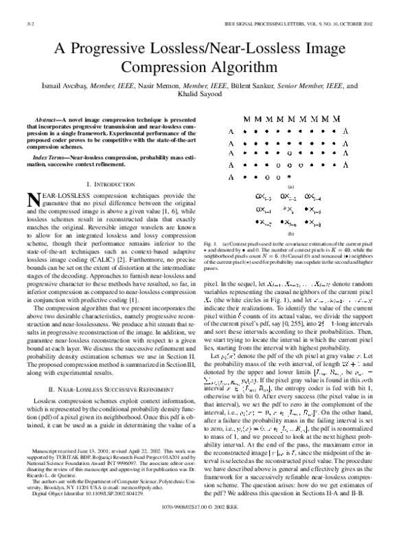 (PDF) A progressive Lossless/Near-Lossless image compression algorithm