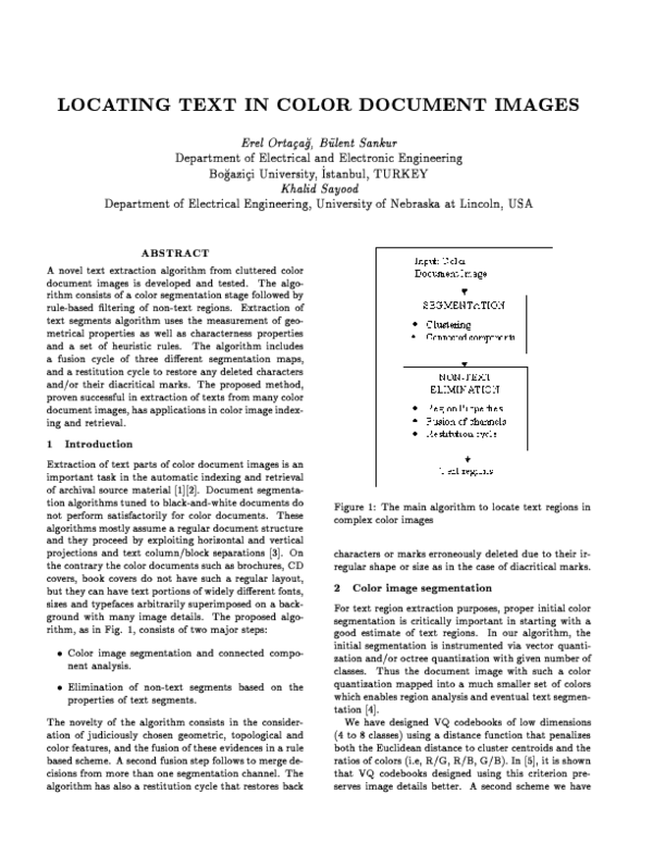 (PDF) Locating text in color document images