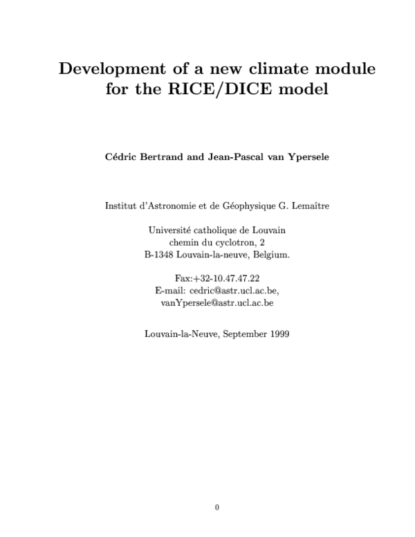 (PDF) Development of a new climate module for the RICE/DICE model
