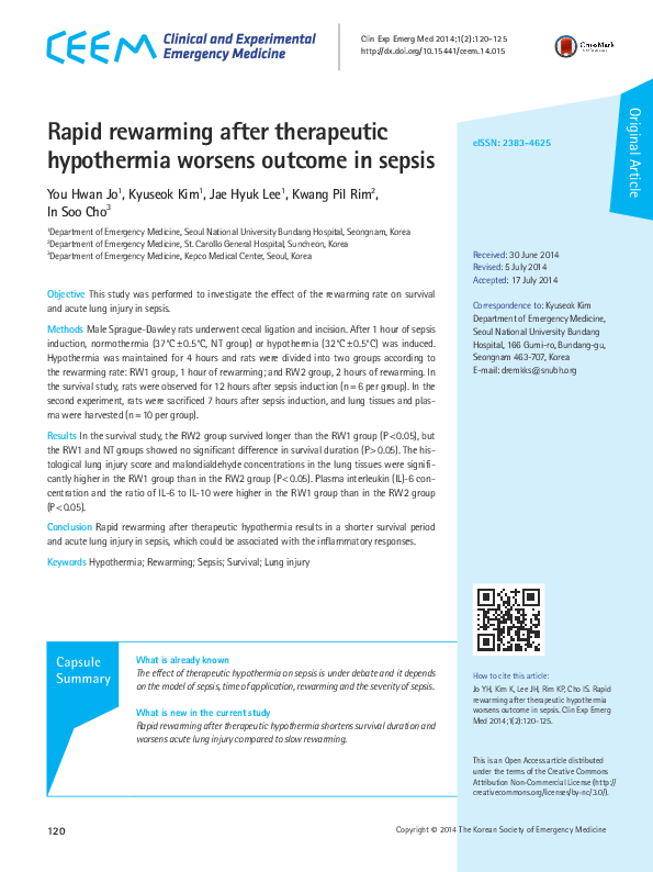 (PDF) Rapid rewarming after therapeutic hypothermia worsens outcome in ...