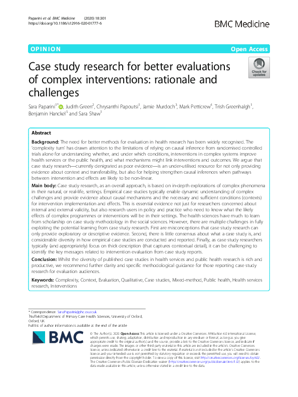 (PDF) Case study research for better evaluations of complex ...