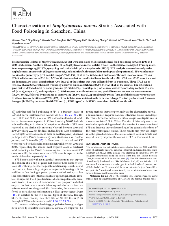 Pdf Characterization Of Staphylococcus Aureus Strains Isolated From Raw Milk Of Bovine