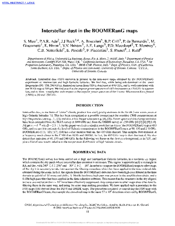 (PDF) Interstellar dust in the BOOMERanG maps