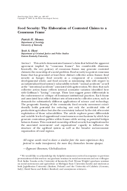 (PDF) Food Security: The Elaboration of Contested Claims to a Consensus ...