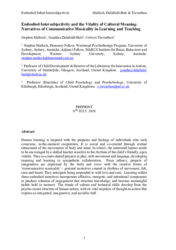 (PDF) Embodied Intersubjectivity and the Vitality of Cultural Meaning ...