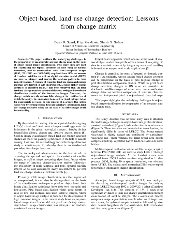(PDF) Object-based, land use change detection: Lessons from change ...