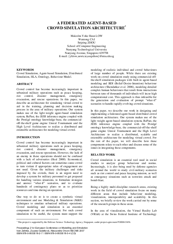(PDF) A federated agent-based crowd simulation architecture