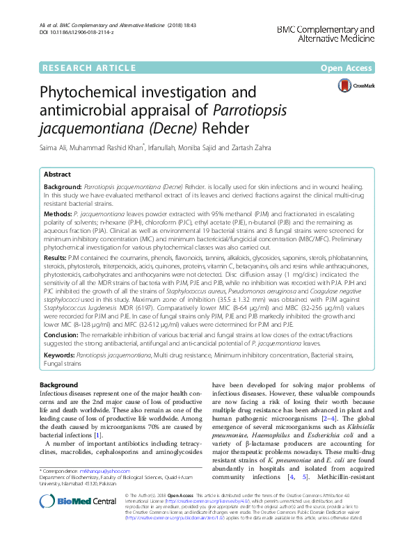 (PDF) Phytochemical investigation and antimicrobial activity of stem bark extracts of Thespesia ...