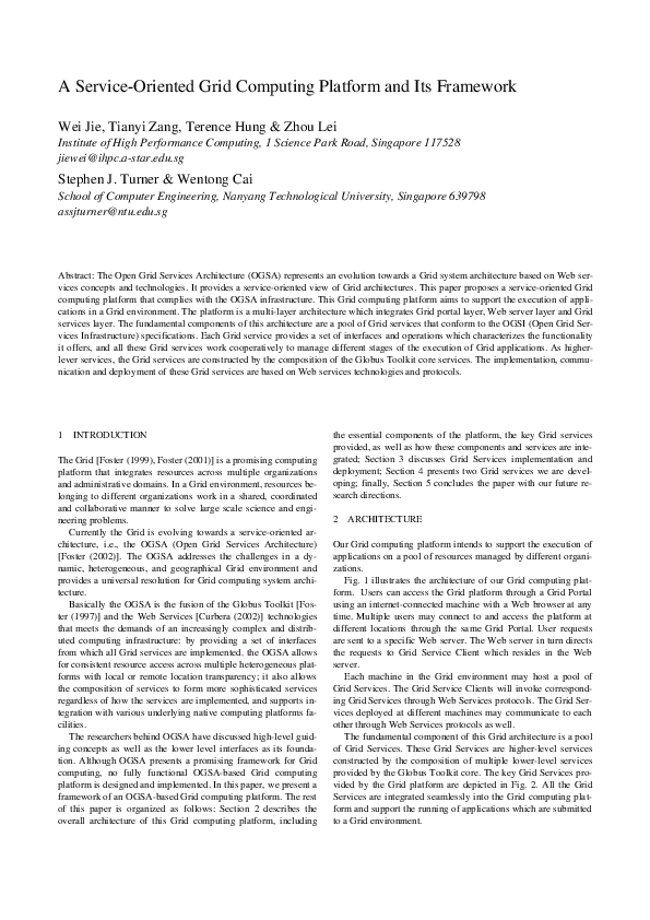 Pdf A Service Oriented Grid Computing Platform And Its Framework 4174
