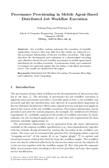 (PDF) Provenance Provisioning in Mobile Agent-Based Distributed Job ...