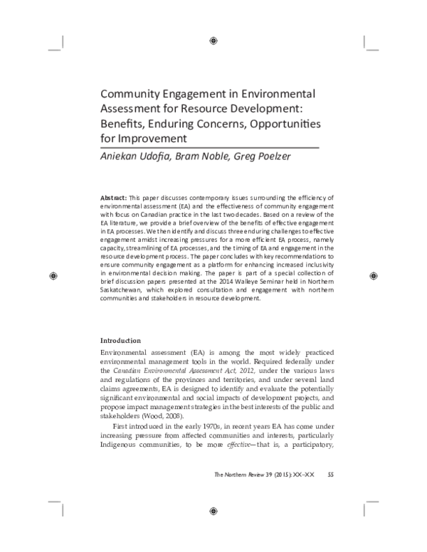 (PDF) Community engagement in environmental assessment for resource ...