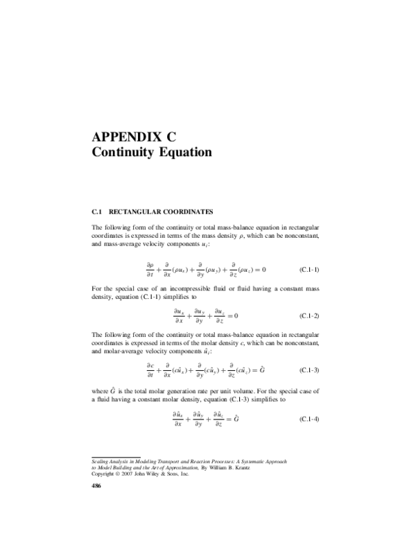 (PDF) Appendix C: Continuity Equation