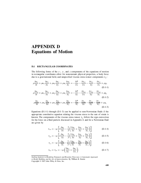(PDF) Appendix D: Equations of Motion