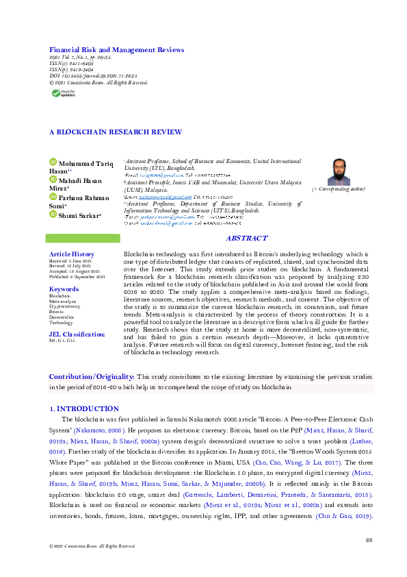 (PDF) A BLOCKCHAIN RESEARCH REVIEW