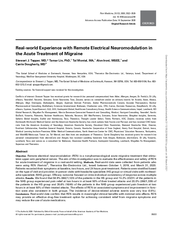 (PDF) Real-world Experience with Remote Electrical Neuromodulation in ...