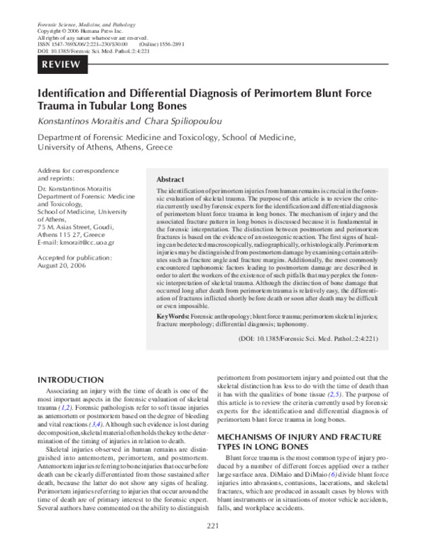 (PDF) Identification and Differential Diagnosis of Perimortem Blunt ...