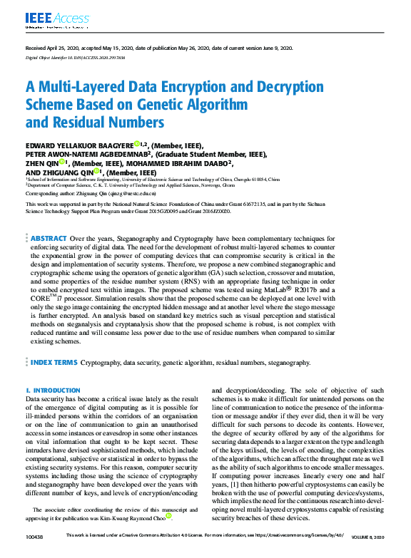 (PDF) A Multi-Layered Data Encryption and Decryption Scheme Based on Genetic Algorithm and ...