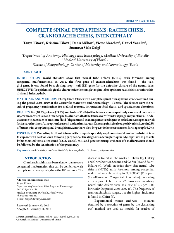 (PDF) Complete Spinal Dysraphisms: Rachischisis , Craniorachischisis ...