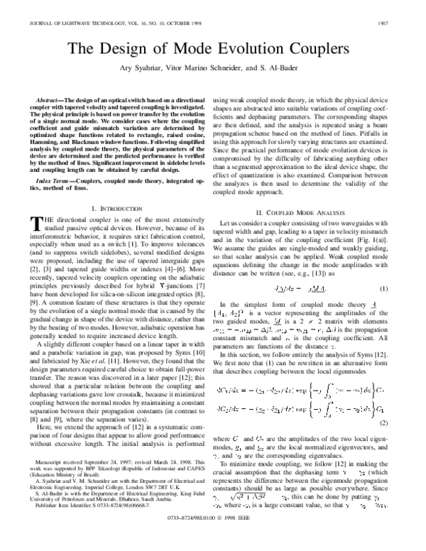 (PDF) The design of mode evolution couplers