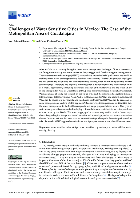 (PDF) Challenges of Water Sensitive Cities in Mexico: The Case of the ...