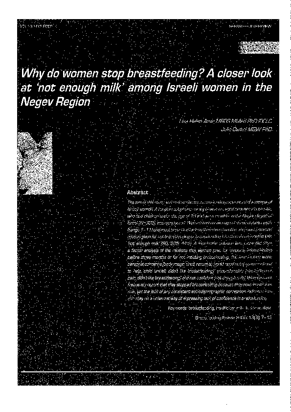 (PDF) Why do women stop breastfeeding? A closer look at 'not enough ...