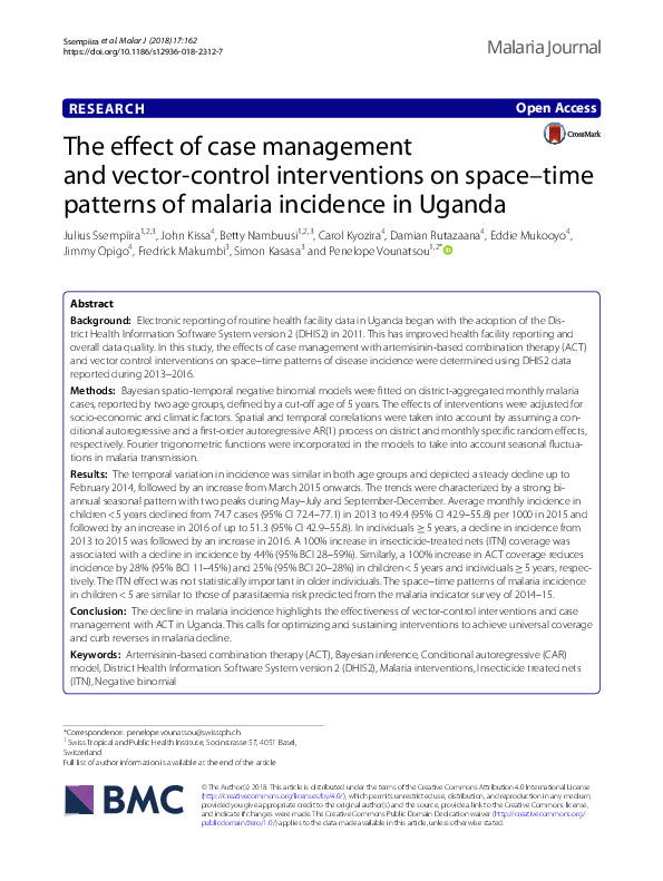 (PDF) The effect of case management and vector-control interventions on ...