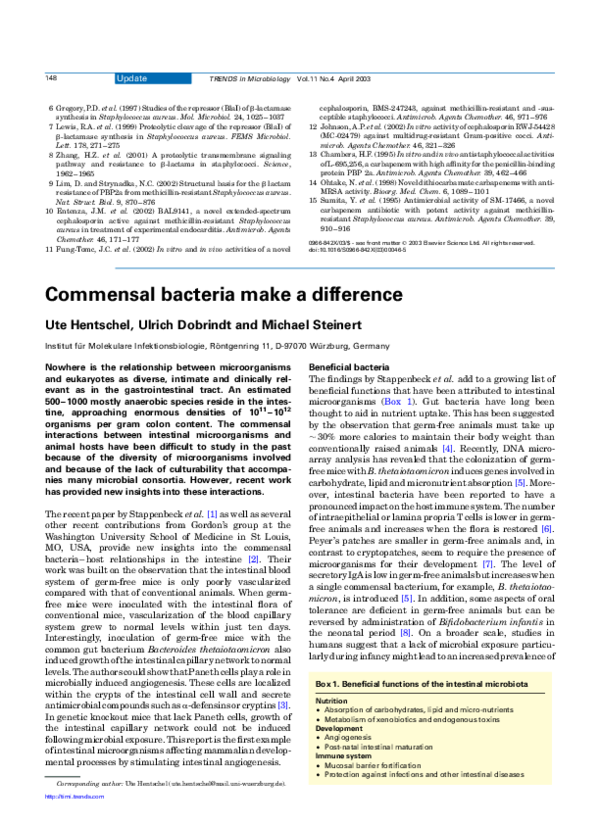 (PDF) Commensal bacteria make a difference