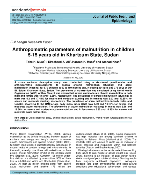 (PDF) Anthropometric parameters of malnutrition in children 5-15 years ...