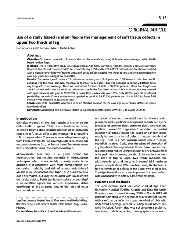 (PDF) Use of distally based random flap in the management of soft ...