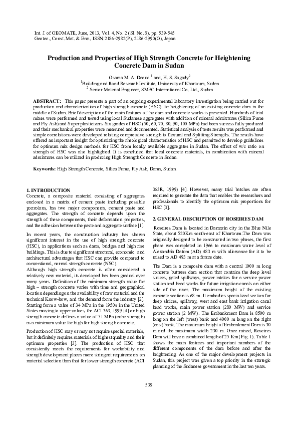 (PDF) Production and Properties of High Strength Concrete for ...