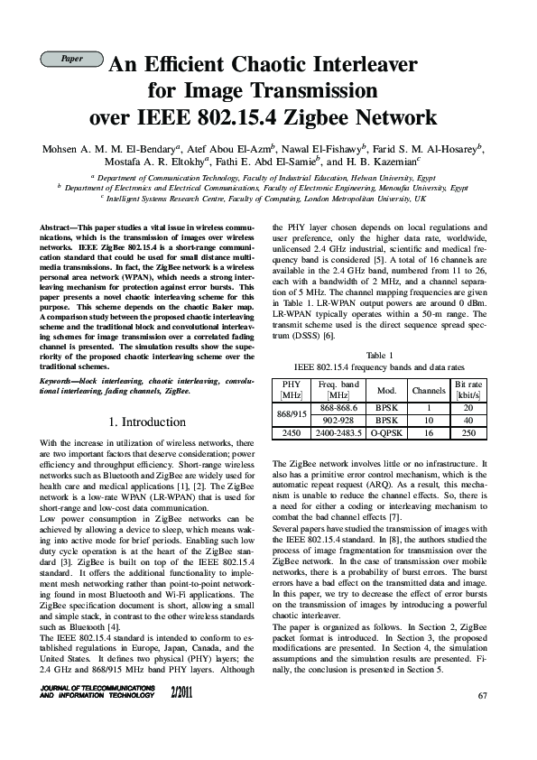 (PDF) An efficient chaotic interleaver for image transmission over IEEE 802.15. 4 Zigbee network