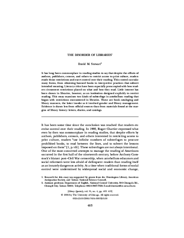 (PDF) “The Disorder of Libraries”