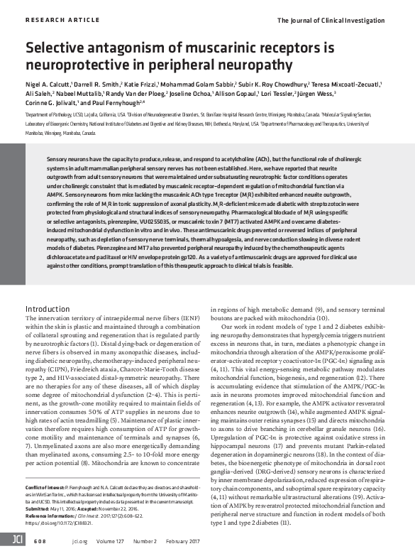 (PDF) Selective antagonism of muscarinic receptors is neuroprotective ...