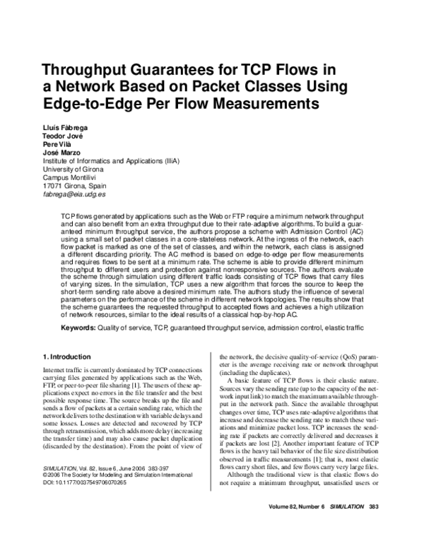 (PDF) Throughput Guarantees for TCP Flows in a Network Based on Packet Classes Using Edge-to ...
