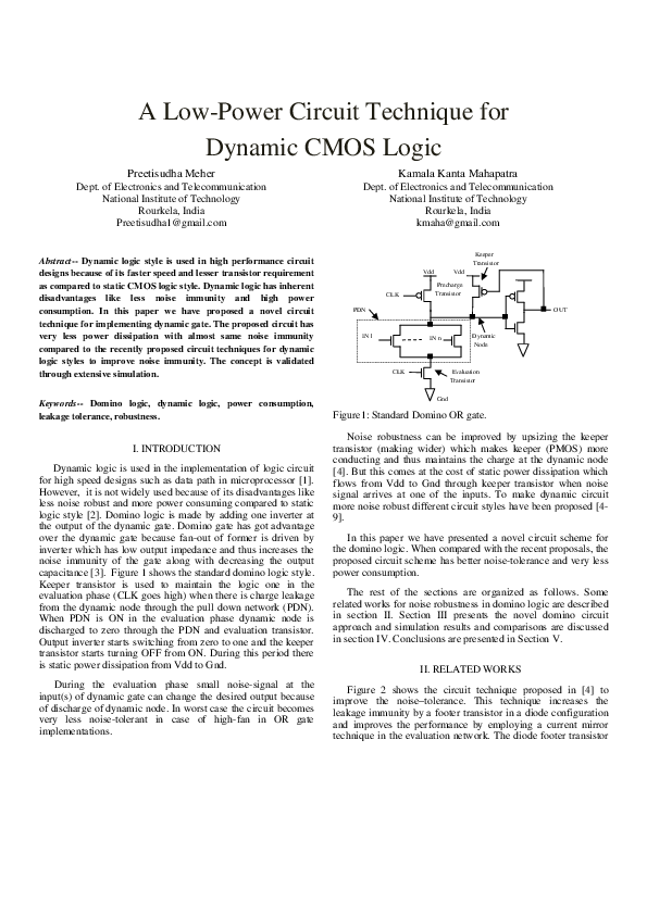 (PDF) A low-power circuit technique for domino CMOS logic
