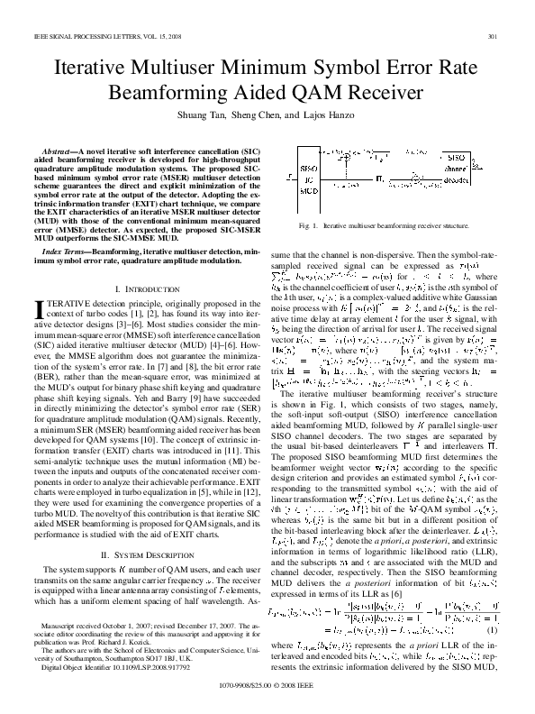 (PDF) Iterative Multiuser Minimum Symbol Error Rate Beamforming Aided QAM Receiver