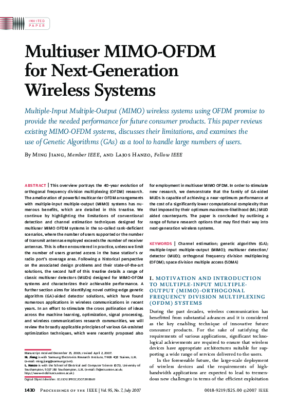 (PDF) Multiuser MIMO-OFDM for Next-Generation Wireless Systems