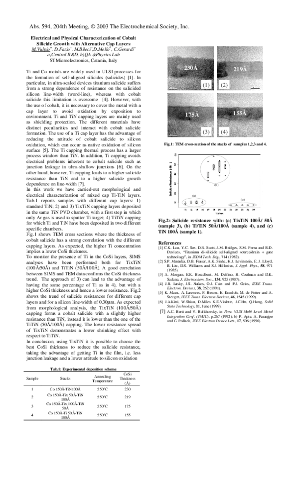 (PDF) Electrical and Physical Characterization of Cobalt Silicide ...