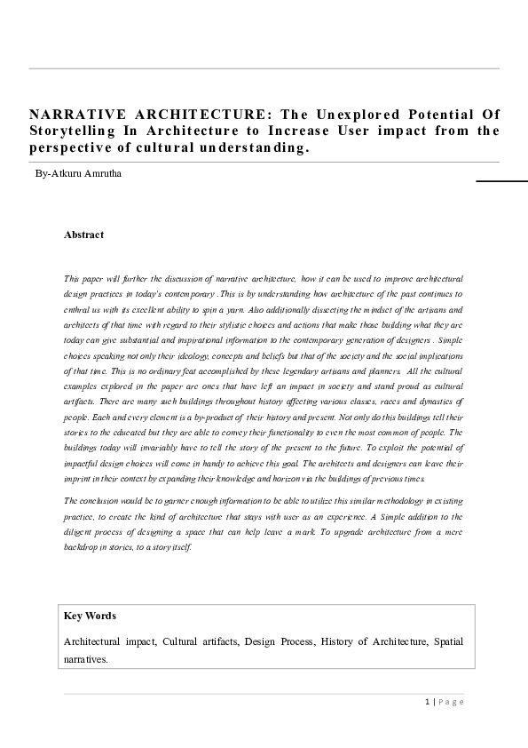 (DOC) NARRATIVE ARCHITECTURE: The Unexplored Potential Of Storytelling ...