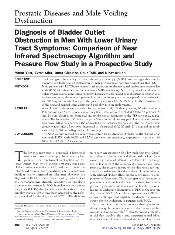 (PDF) Diagnosis of Bladder Outlet Obstruction in Men With Lower Urinary ...