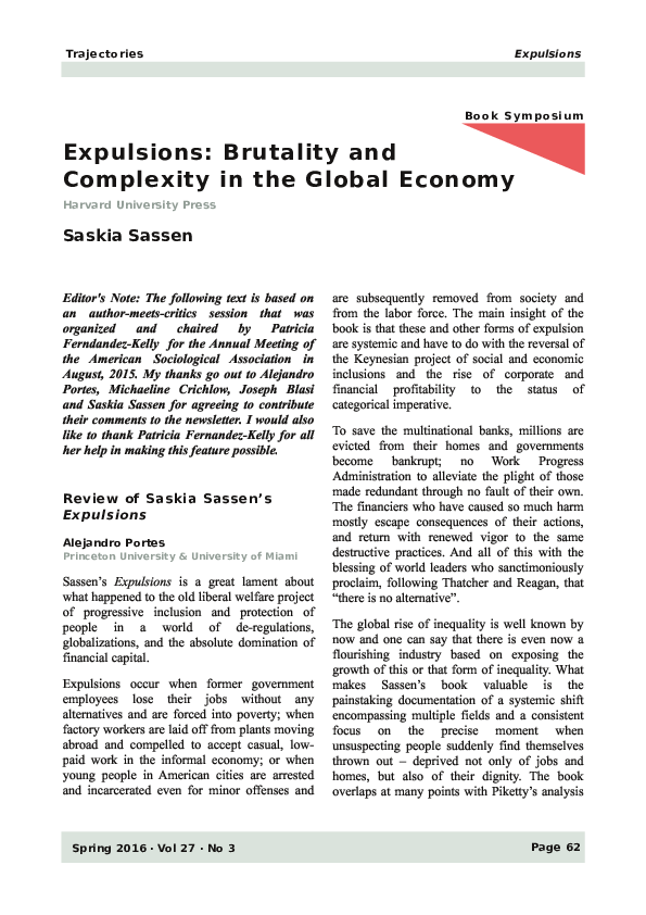 (PDF) Expulsions: brutality and complexity in the global economy