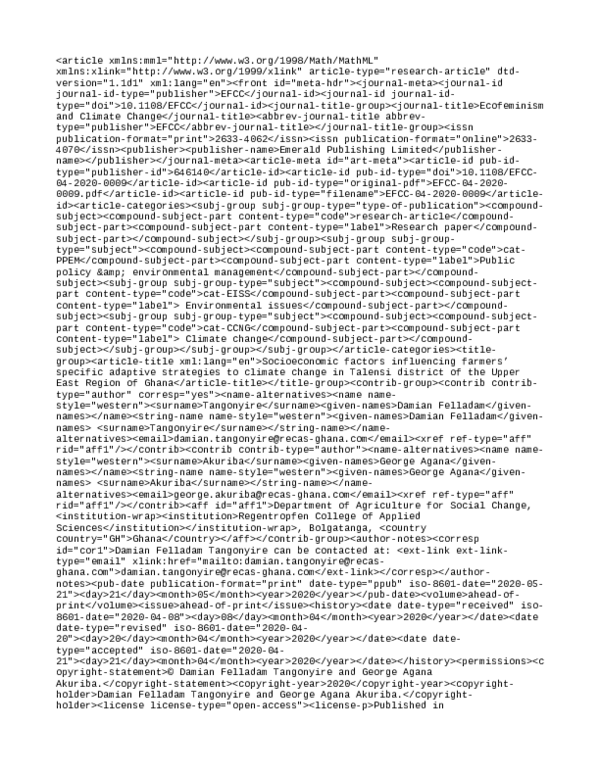 Socioeconomic factors influencing farmers’ specific adaptive strategies ...