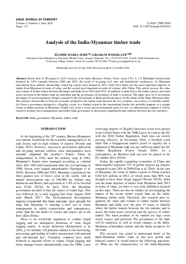 (PDF) Analysis of the India-Myanmar timber trade