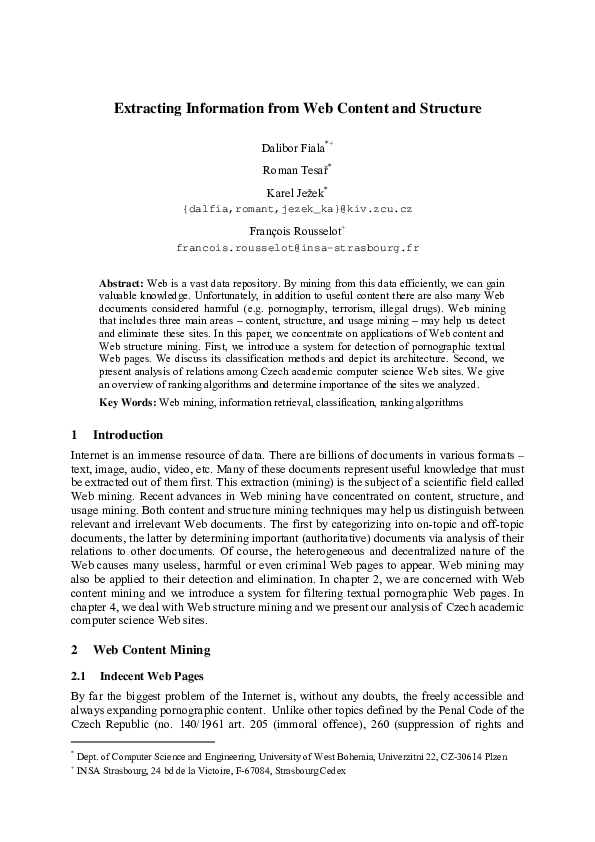 (PDF) Extracting Information from Web Content and Structure