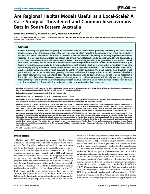 (PDF) Are Regional Habitat Models Useful at a Local-Scale? A Case Study ...