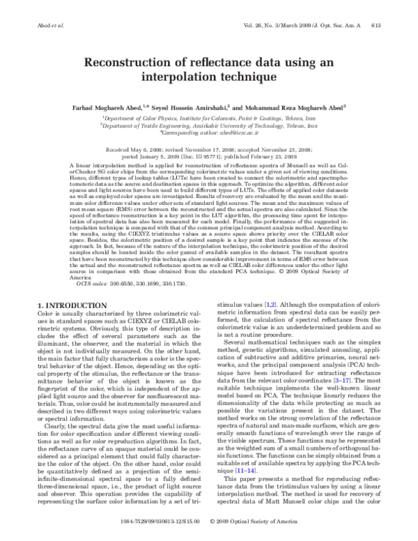 (PDF) Reconstruction of reflectance data using an interpolation technique