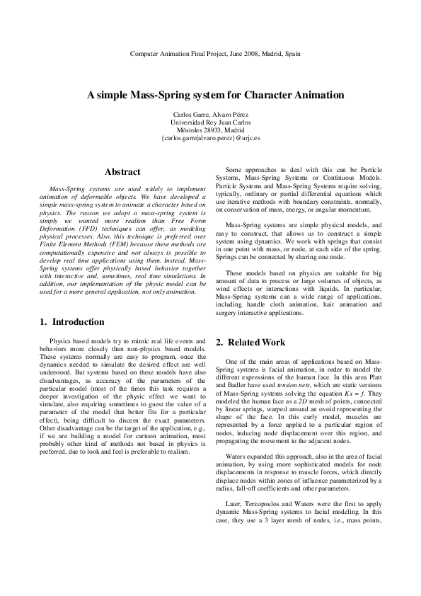 (PDF) A simple Mass-Spring system for Character Animation
