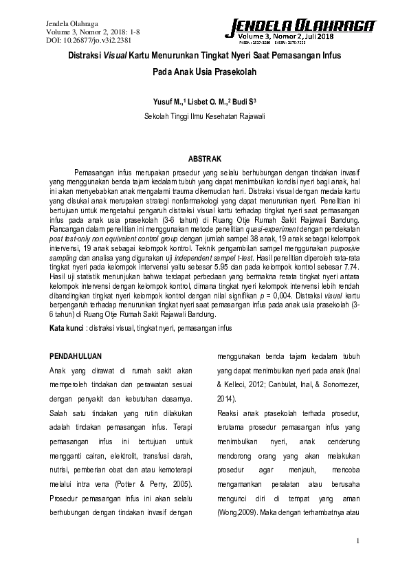 (PDF) Distraksi Visual Kartu Menurunkan Tingkat Nyeri Saat Pemasangan ...